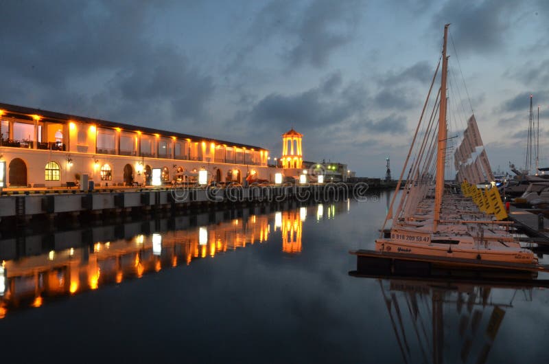 Sea Port of Sochi in the September Night. Editorial Stock Image - Image ...