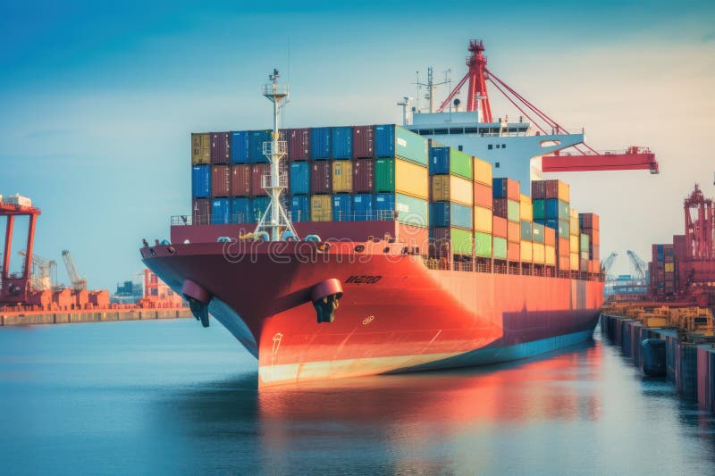 Sea Port Where a Container Ship Loading Cargo, Business Logistics ...