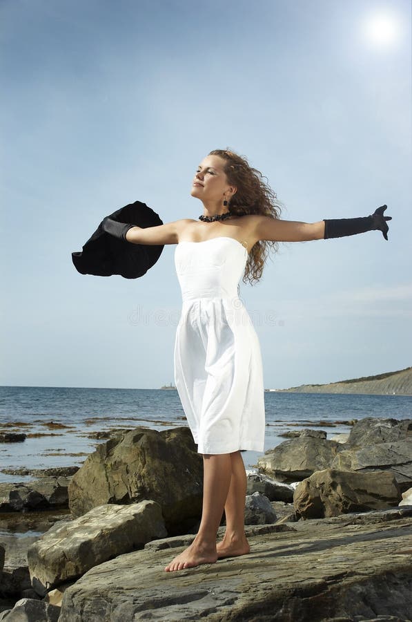 Sea portrait stock image. Image of model, cheerful, clothing - 7789753