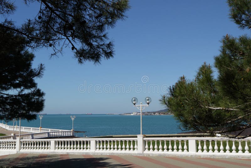 Sea promenade stock image. Image of cliff, scenic, house - 229491301