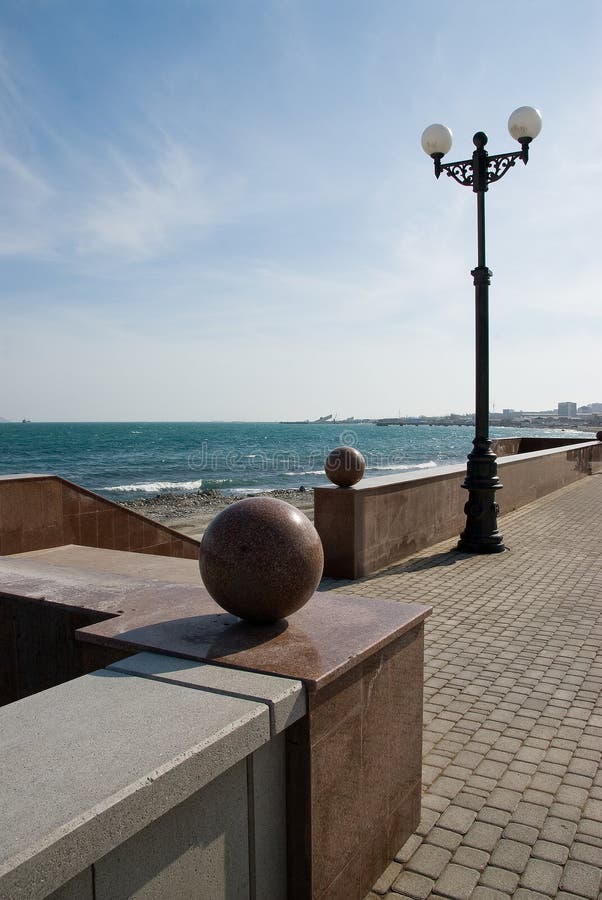 Sea quay. stock photo. Image of city, water, granite, spheres - 7098996