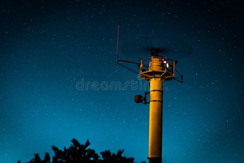 Sea radar at night stock image. Image of astrophotography - 183743963
