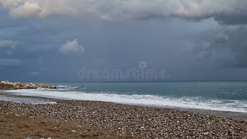 The Sea before the Rain, Big Waves, Windy Weather, Cold, Cloudy Sky ...
