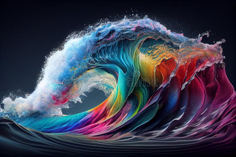 Sea Rainbow Waves Illustration Generative AI Stock Illustration ...