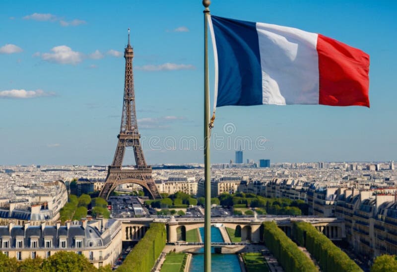 A Sea of Red, White, and Blue Washes Over Paris Stock Photo - Image of ...