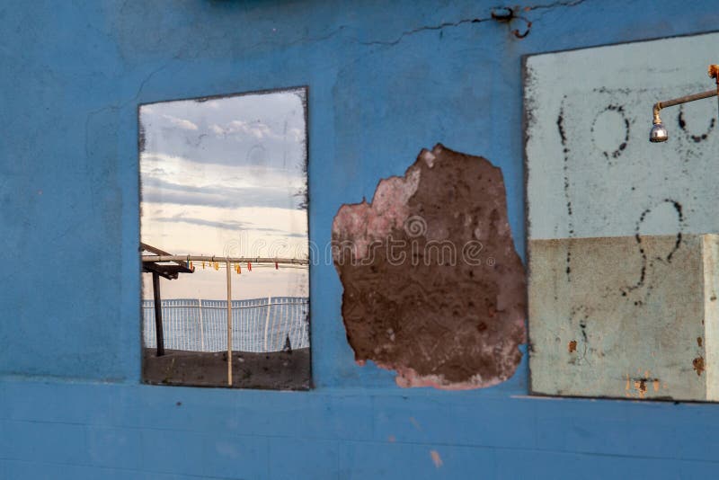 Sea Reflection in Old Mirror in Abandoned Beach House Stock Image ...