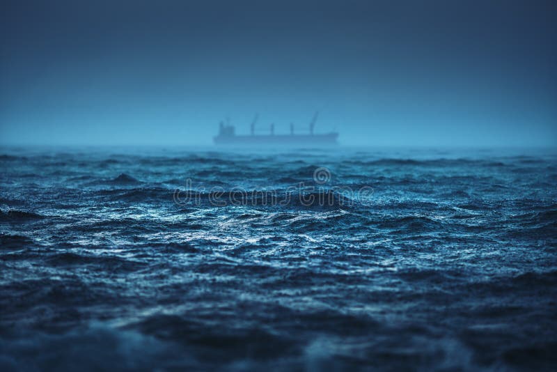 Sea Ripple Water Raining Storm, Heavy Rain and Ship Stock Photo - Image ...