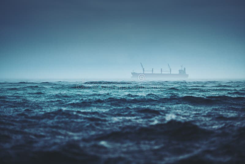 Sea Ripple Water Raining Storm, Heavy Rain and Ship Stock Photo - Image ...