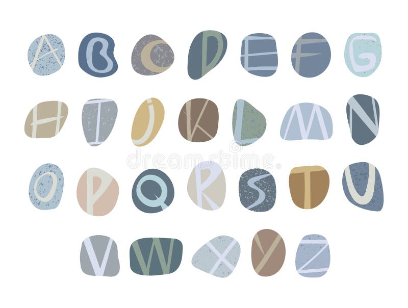 Sea River Stones Alphabet. Pattern on Pebbles in Form of Letters ...