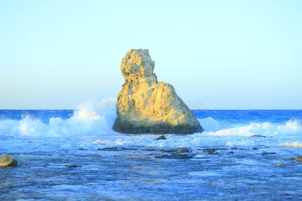 Sea, Rock, Sky in the Summer Stock Image - Image of summer, rocks ...