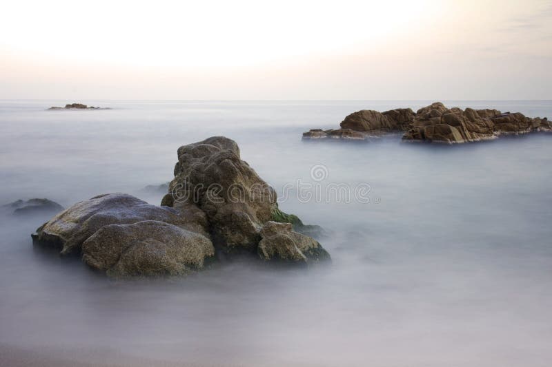 Sea, rocks and green algae stock image. Image of foam - 24278303