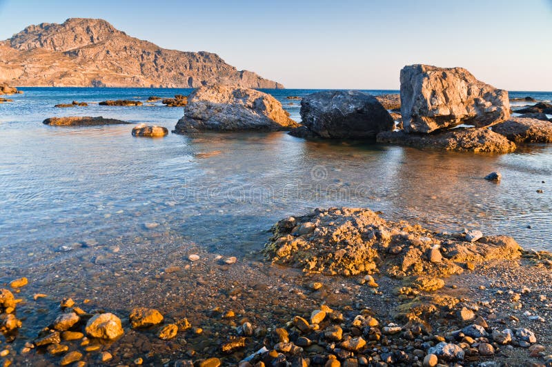 Sunset At The Coast Of Crete, Greece. Stock Photo - Image of crete ...