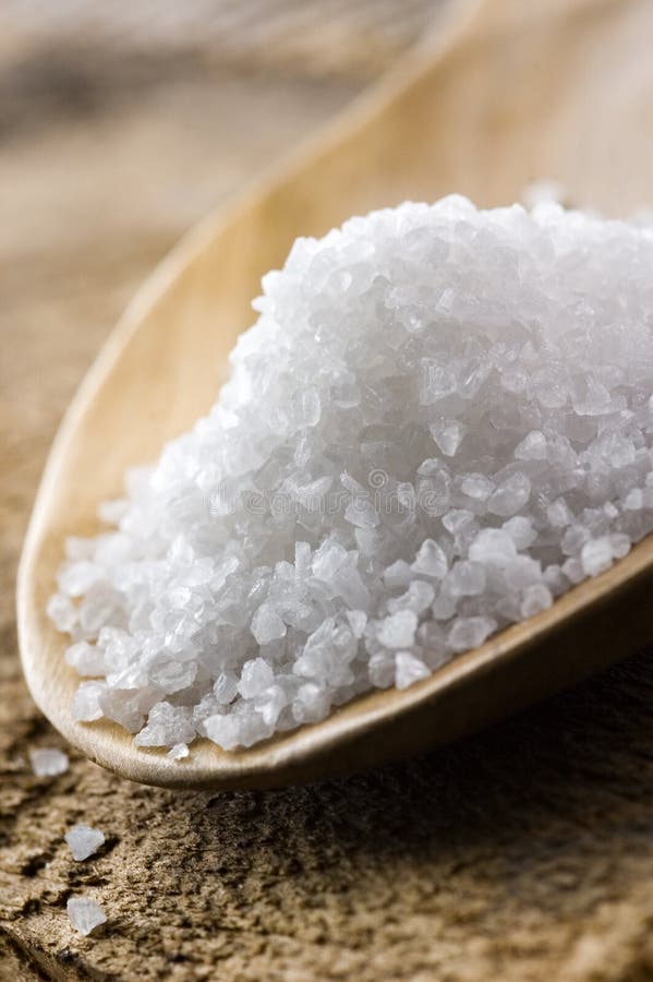Sea salt stock image. Image of closeup, spoon, vertical - 3931243