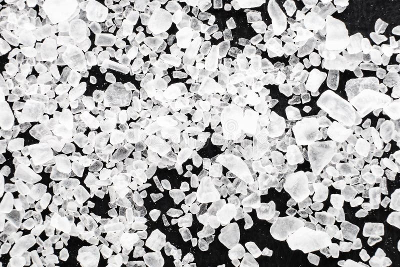 Sea Salt on Black Background, Top View. Stock Photo - Image of black ...