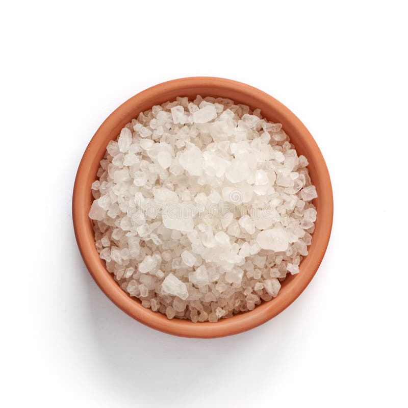 Sea Salt in Bowl on White Background Stock Image - Image of mineral ...