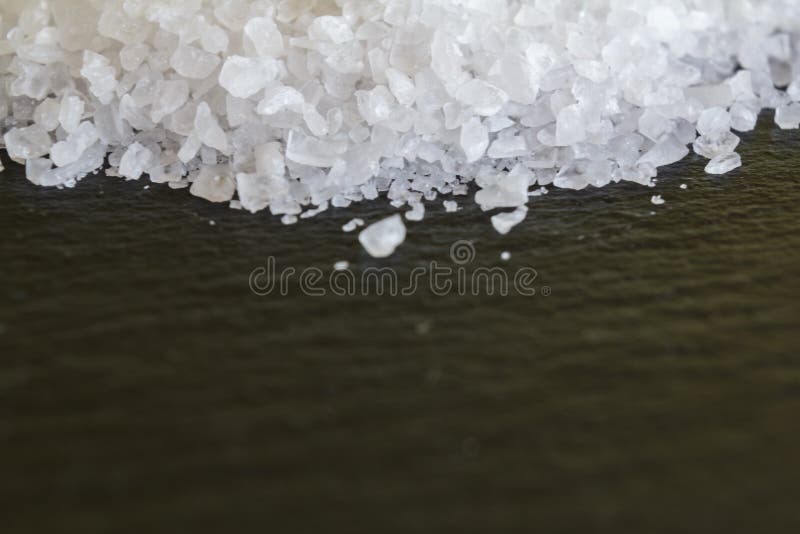 Sea Salt Coarse Grain Against Black Background with Copy Space Stock ...