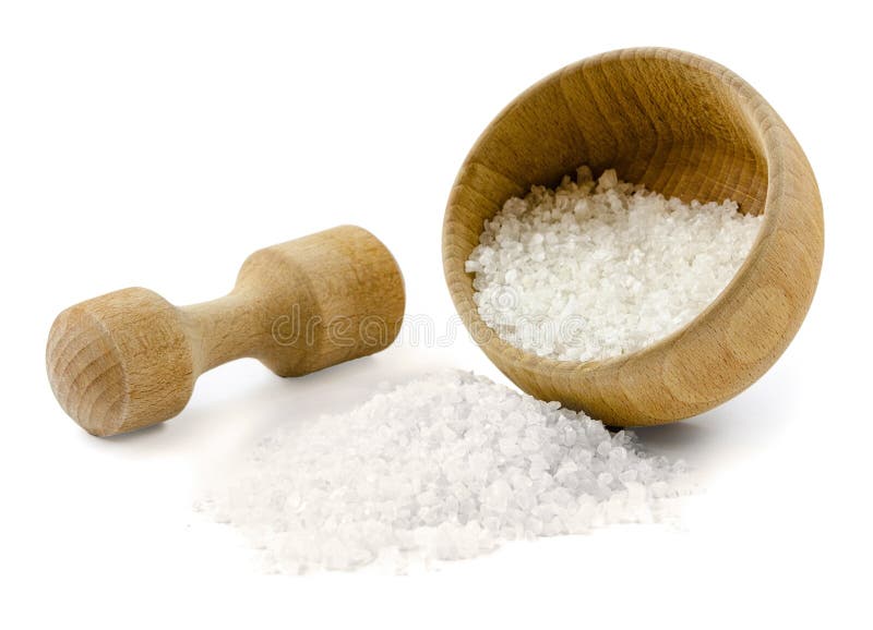 Bowl of sea salt stock photo. Image of wooden, crystals - 15365622
