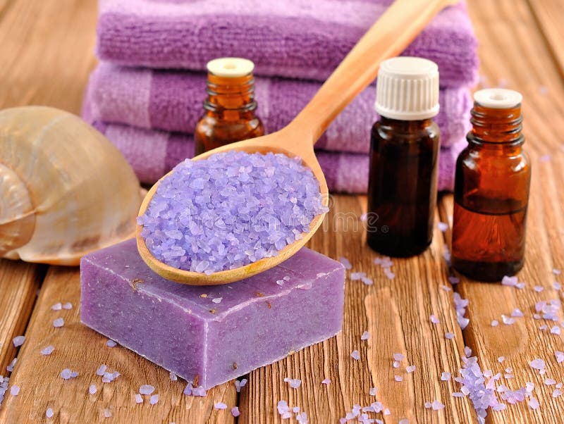 Sea Salt and Essential Oils Stock Photo - Image of glasses, luxury ...