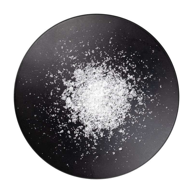 Sea Salt, Fleur De Sel, Flor De Sal, in a Flat Black Bowl Stock Image ...