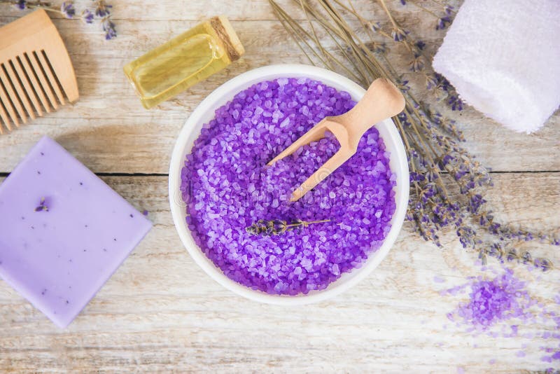 Sea Salt with Lavender Extract. Stock Image - Image of relaxation ...