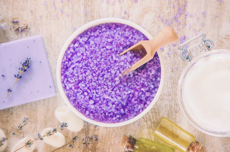 Sea Salt with Lavender Extract. Stock Image - Image of cosmetics ...