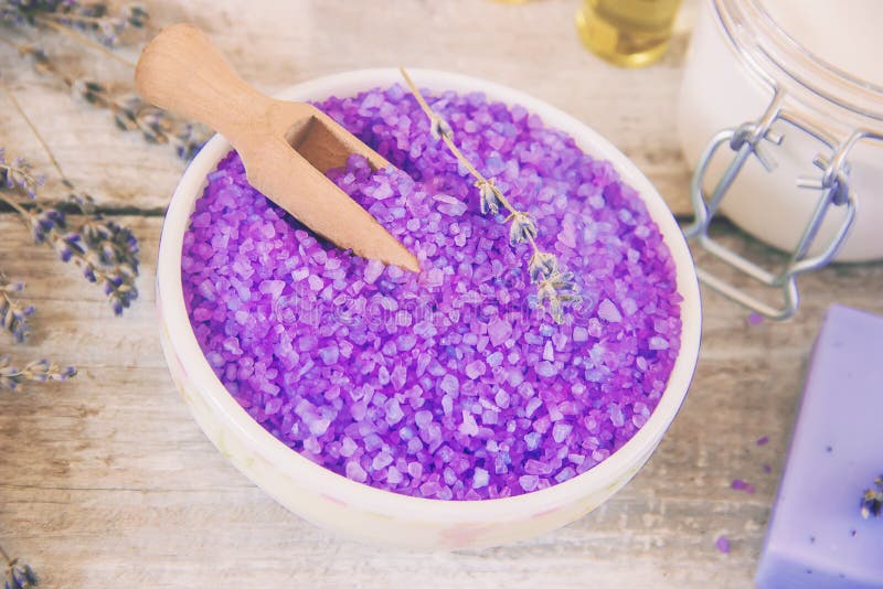 Sea Salt with Lavender Extract. Stock Photo - Image of decorate ...