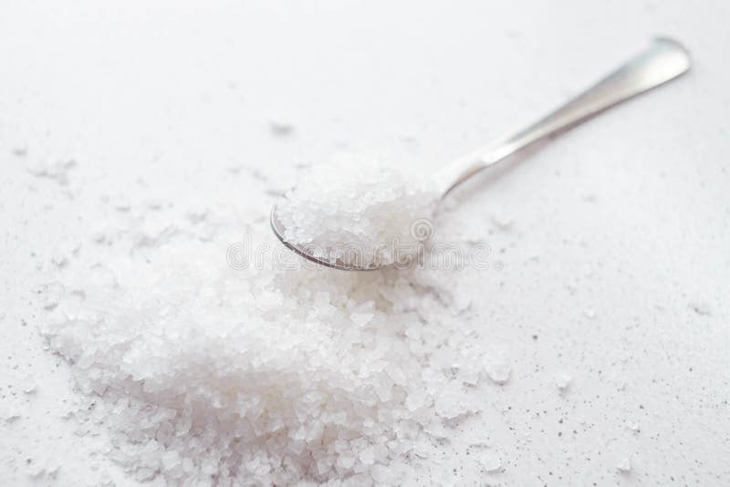 Sea Salt on the Marble Table and in Spoon Stock Photo - Image of beauty ...