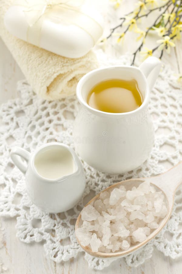 Sea salt and oil stock image. Image of care, exotic, object - 28430947