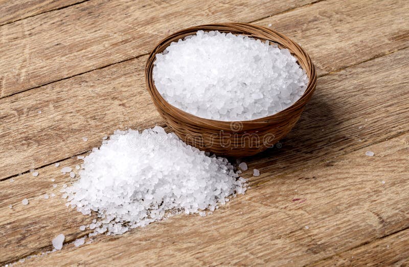 Sea Salt in an Old Utensils Stock Photo - Image of body, close: 91366422