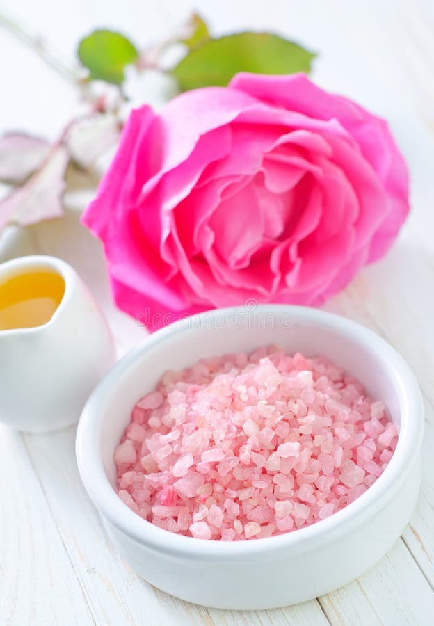 Sea salt stock image. Image of candle, rose, massage - 35384185