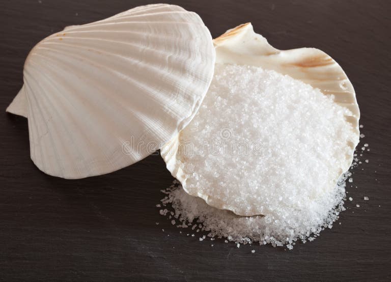 Sea salt in shell stock photo. Image of crystal, closeup - 20280064
