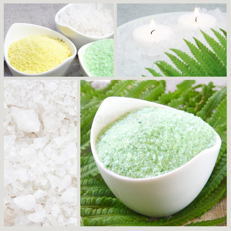 Sea Salt Spa Collage stock image. Image of alternative - 16275467