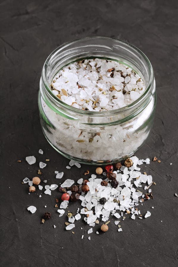 Sea salt with spice stock photo. Image of rock, heap - 79105874