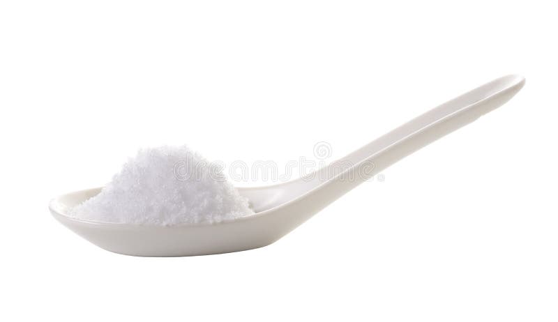 Sea Salt in Spoon on White Background Stock Image - Image of food ...