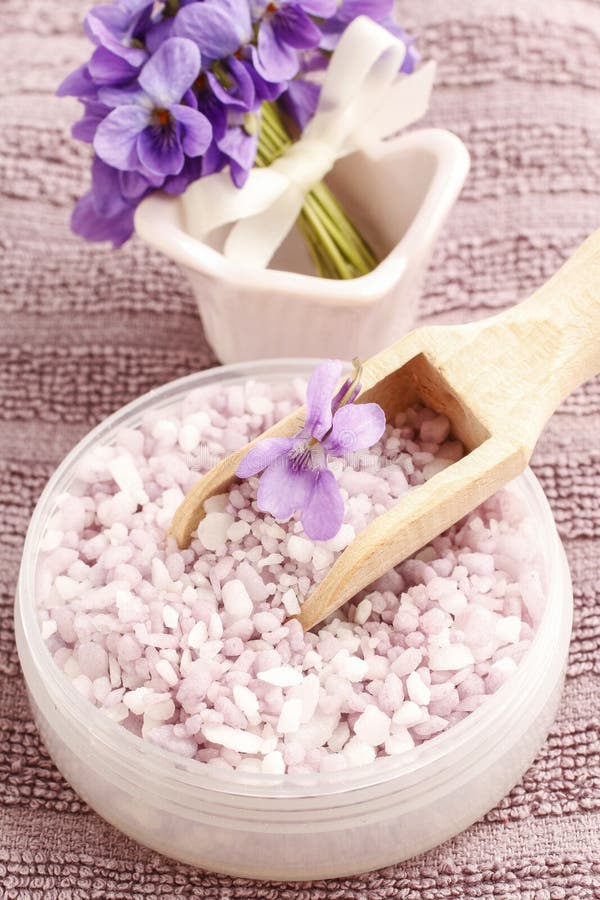 Sea Salt with Viola Flowers (viola Odorata) Stock Photo - Image of ...