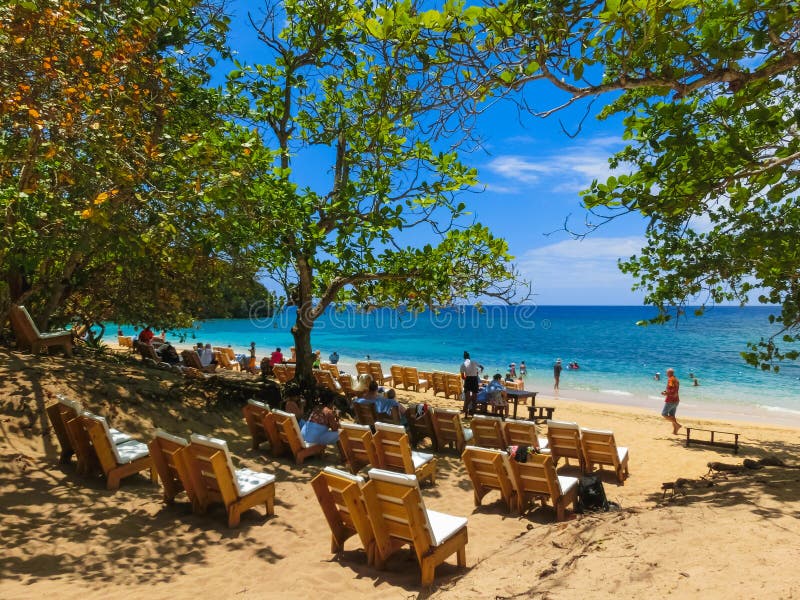 The Sea and Sand at Bamboo Beach in Jamaica Stock Image - Image of ...
