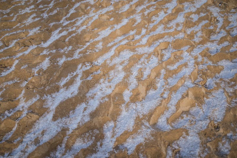 Sea Sand Close Up Texture. on a Cool Spring Day with Melted Snow Stock ...