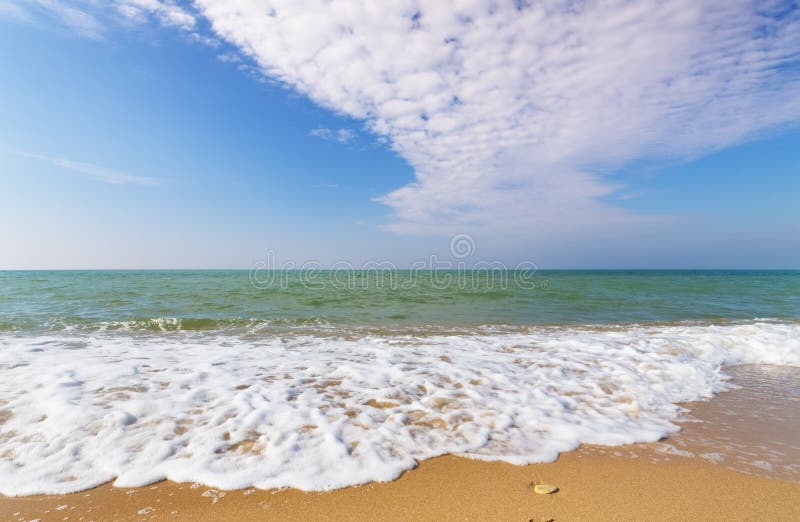 Sea and sand at day stock photo. Image of nature, seaside - 257542432