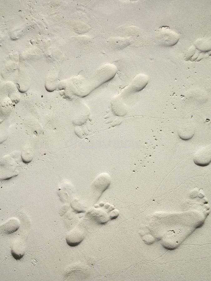Sandy Beach - Multiple Footprints in Rows Receding Stock Image - Image ...