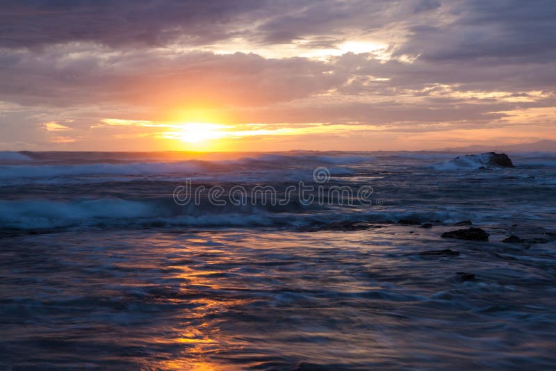 Sea scape waves sunset stock image. Image of scene, cloudiness - 102042557