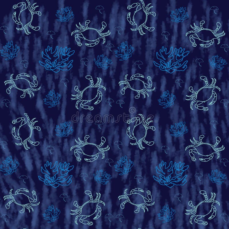 Sea Seamless Crabs Pattern. JPEG Illustration for Stickers, Creating ...