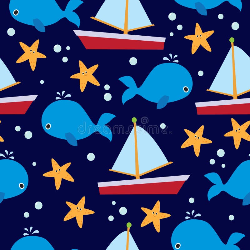 Sea seamless pattern stock vector. Illustration of print - 23807981