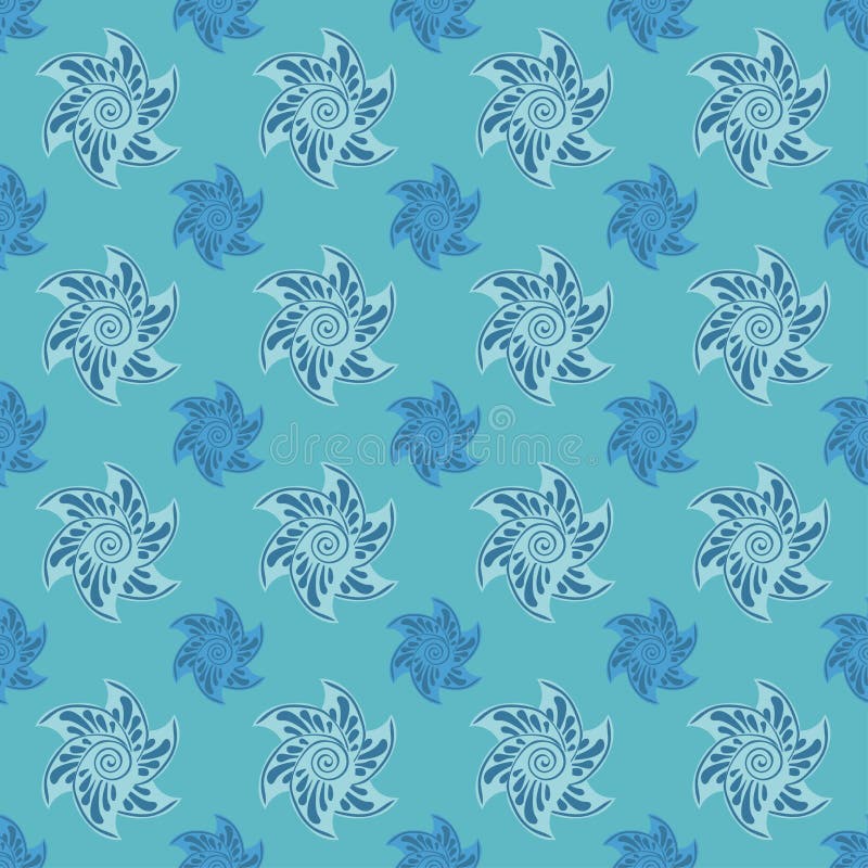 Sea Seamless Pattern Blue Background. Stock Vector - Illustration of ...