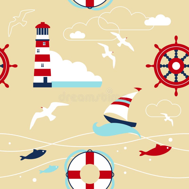 Sea seamless pattern stock vector. Illustration of seamless - 31795542