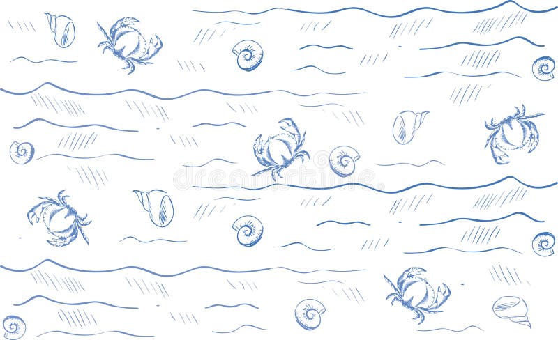 Sea seamless pattern stock vector. Illustration of wave - 69357566