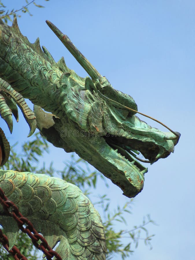 Sea Serpent Dragon Sculpture on Abandoned Building Stock Photo - Image ...