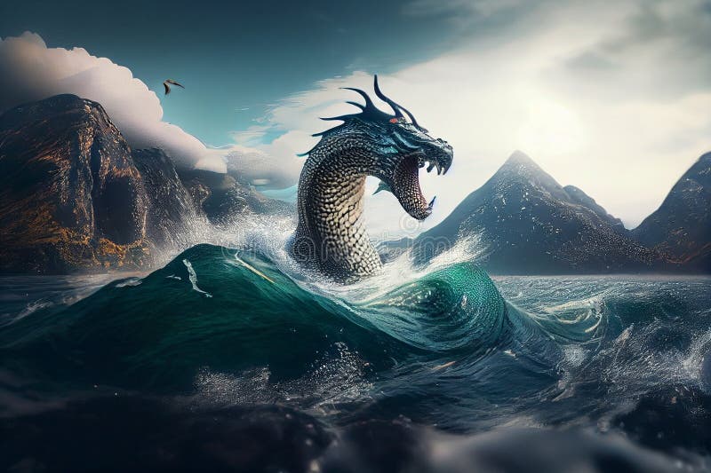 Sea Serpent on the Water.generative Ai Stock Illustration ...