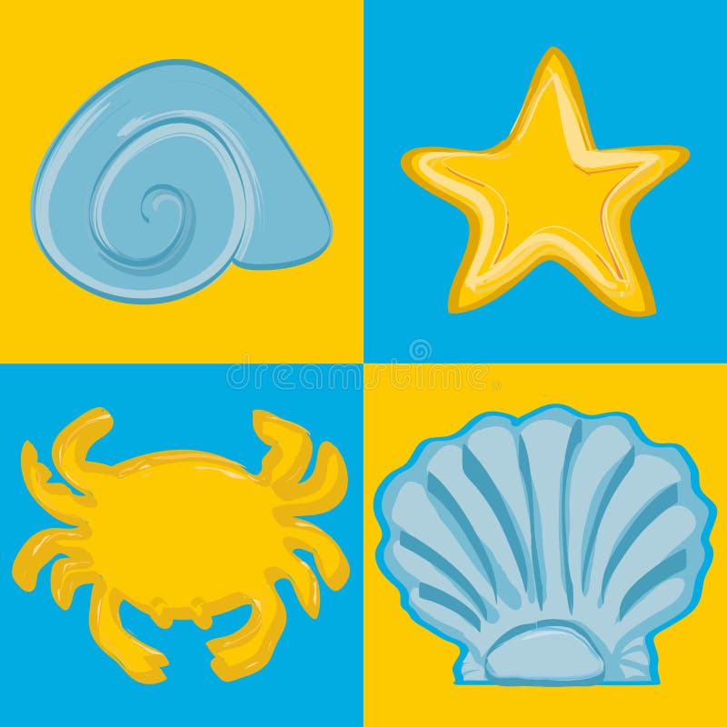 Sea set stock vector. Illustration of pattern, animal - 9877515