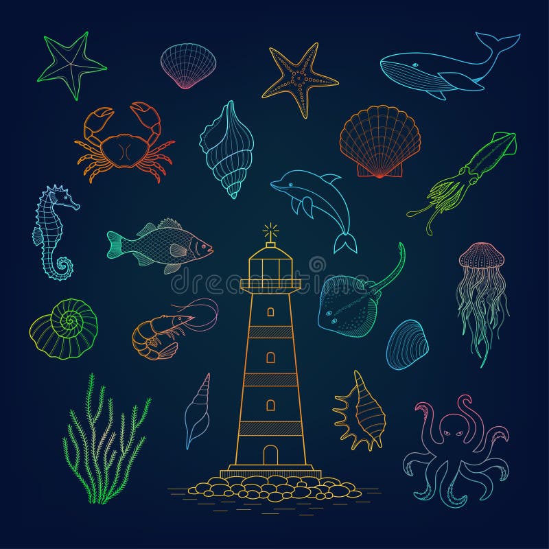 Sea set 4 stock vector. Illustration of architecture - 79205432