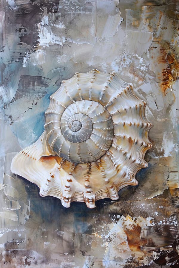Sea Shell Abstract Oil Painting Poster. Generative AI. Stock ...